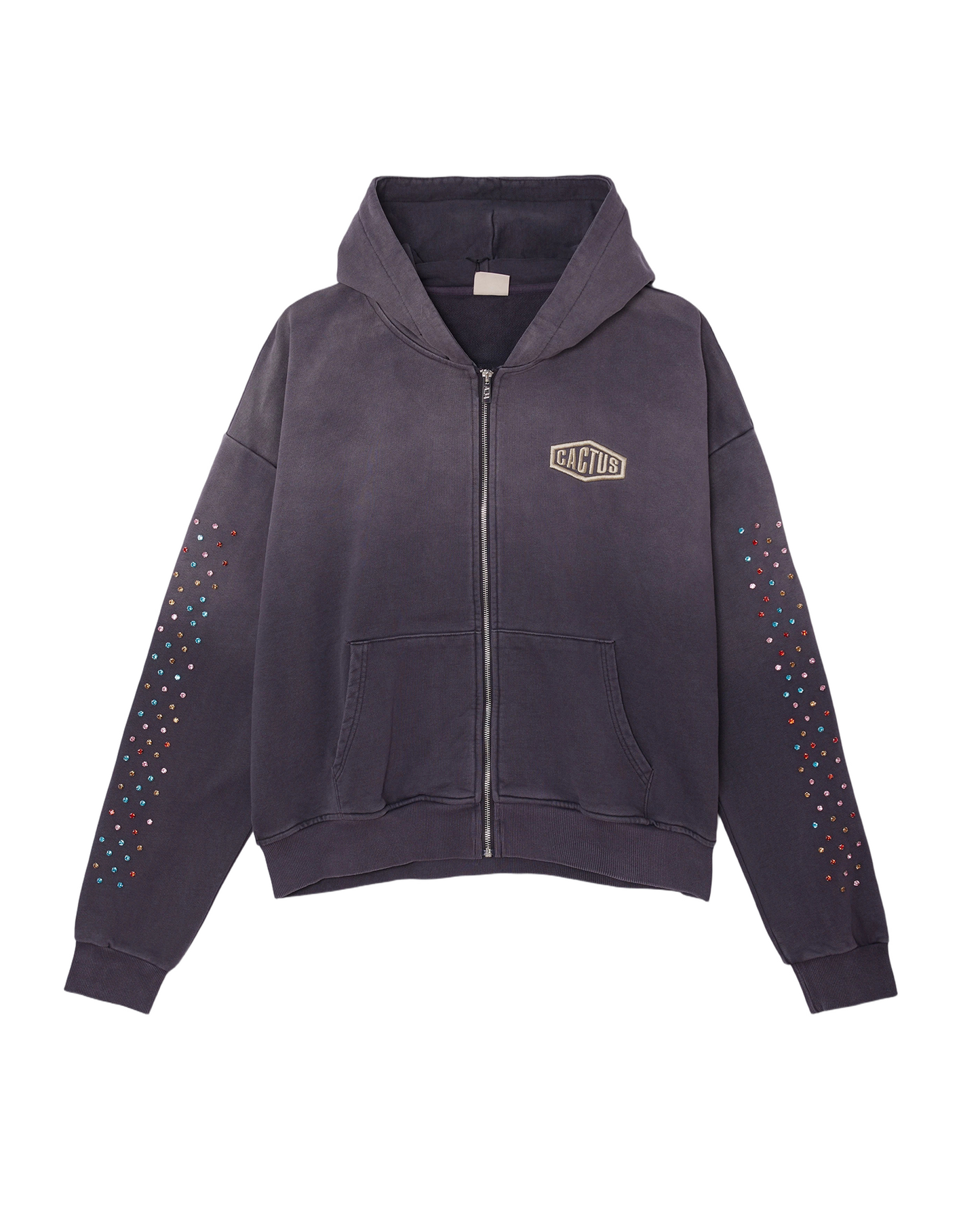 CRYSTAL CACTUS ZIP HOODIE - VINTAGE BLACK – AZVA