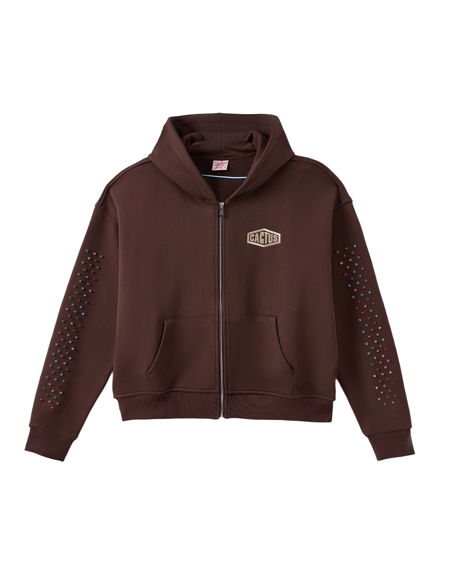 CRYSTAL CACTUS ZIP HOODIE - BROWN – AZVA