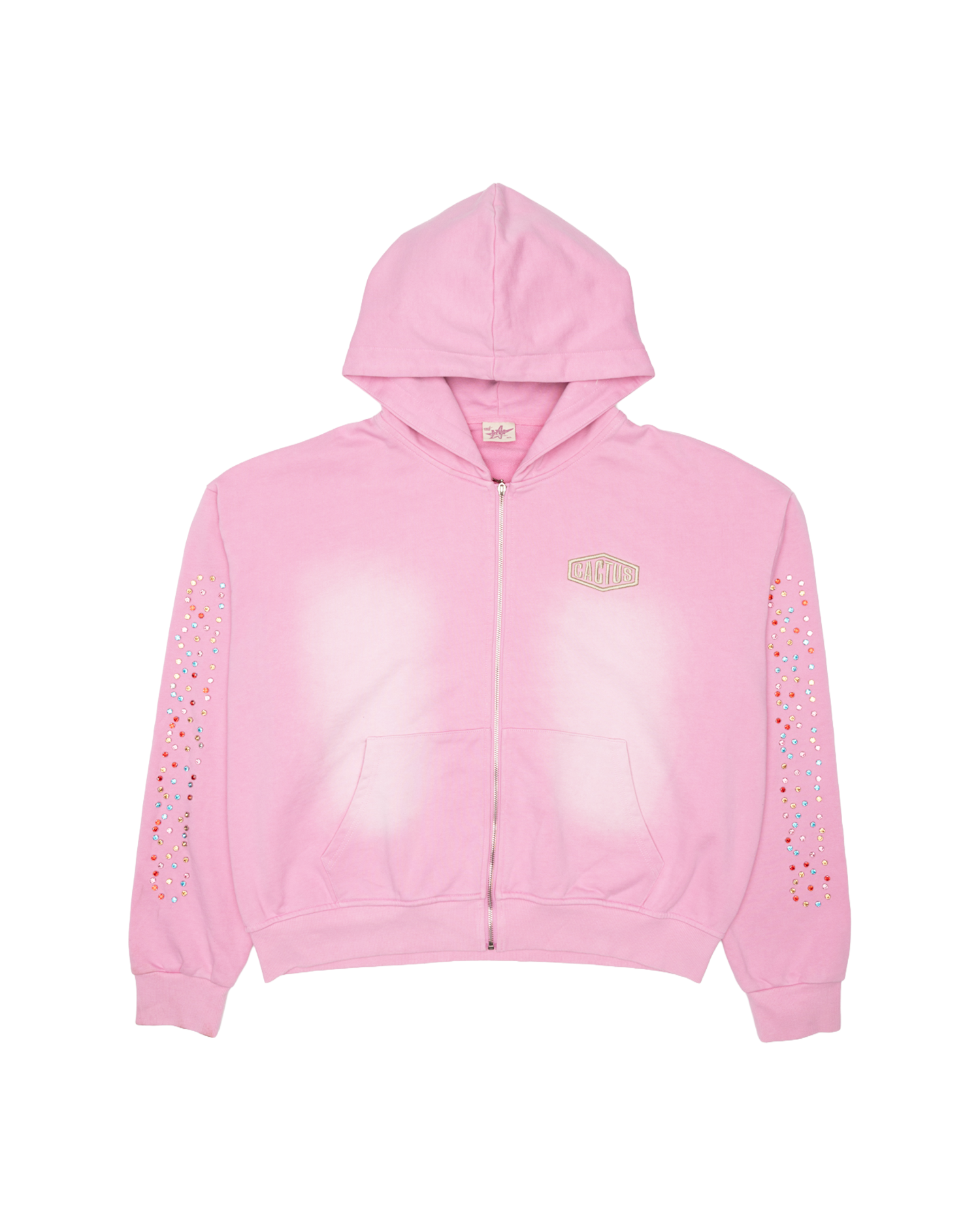 CRYSTAL CACTUS ZIP HOODIE - PINK – AZVA