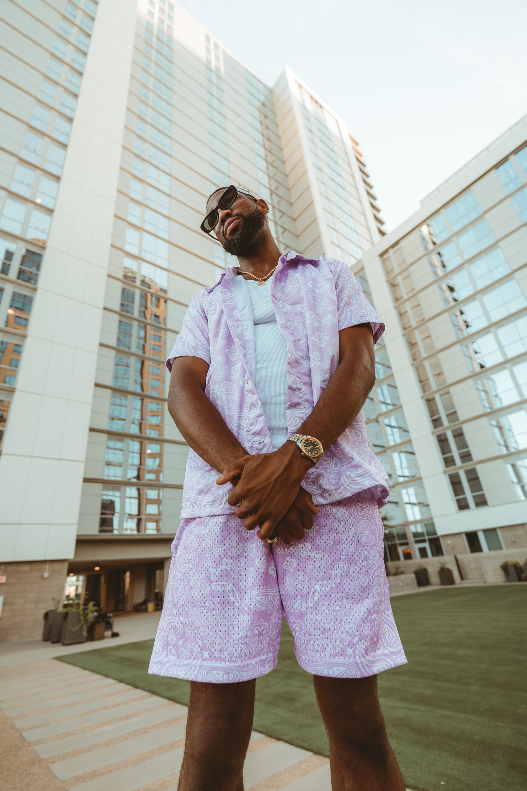 Purple Paisley Mesh Shorts – AZVA